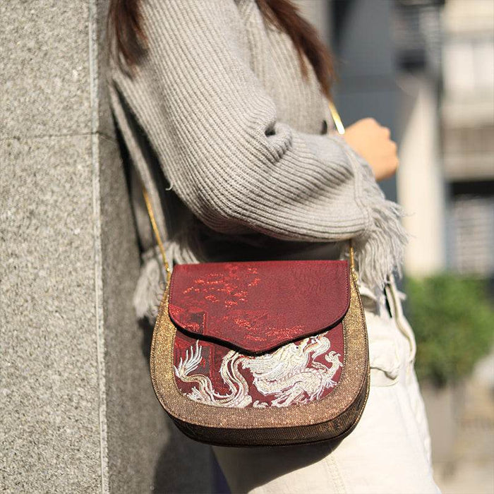 Ultra-Light Saddle Loong Embroidery Bag Recycled Fabric with Hualuo Si